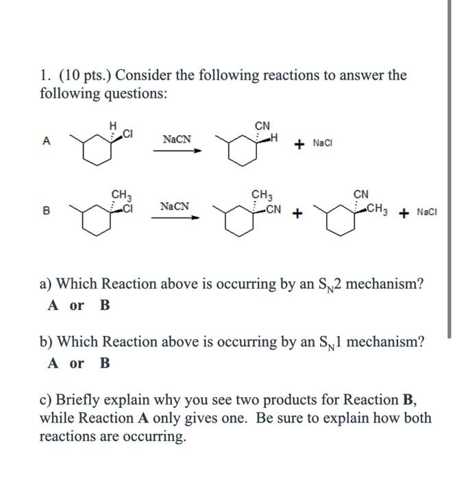 Solved 1. (10 pts.) Consider the following reactions to | Chegg.com
