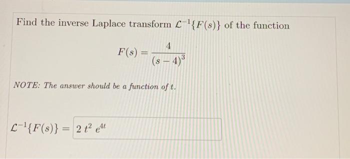 Solved Find the inverse Laplace transform L−1{F(s)} of the | Chegg.com