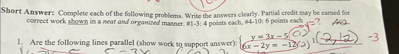 Solved Are the following lines parallel (show work to | Chegg.com