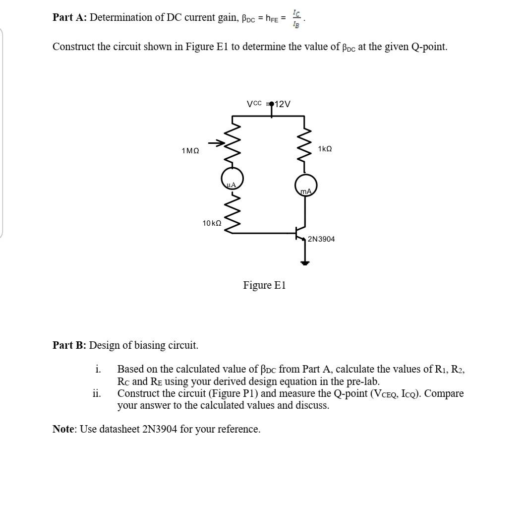 Solved Part A: Determination of DC current gain, Boc = HFE = | Chegg.com