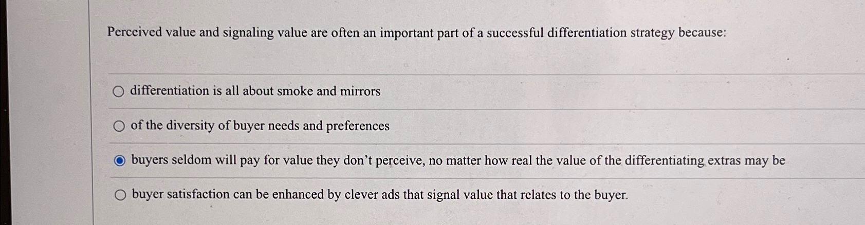 Solved Perceived value and signaling value are often an | Chegg.com