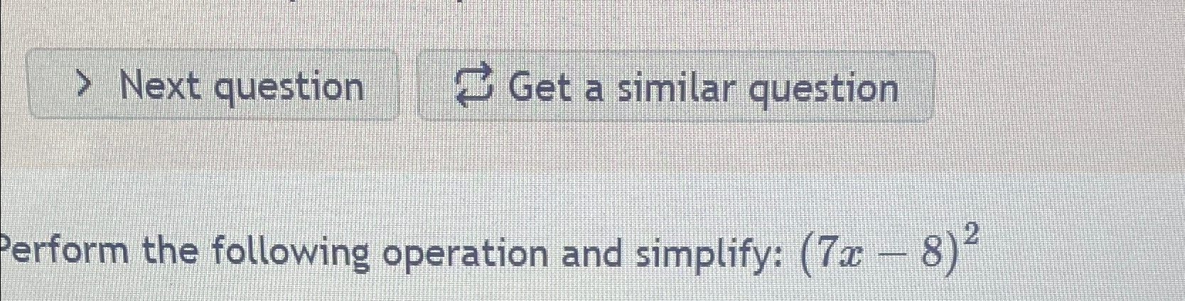 Solved Next questionGet a similar questionPerform the | Chegg.com