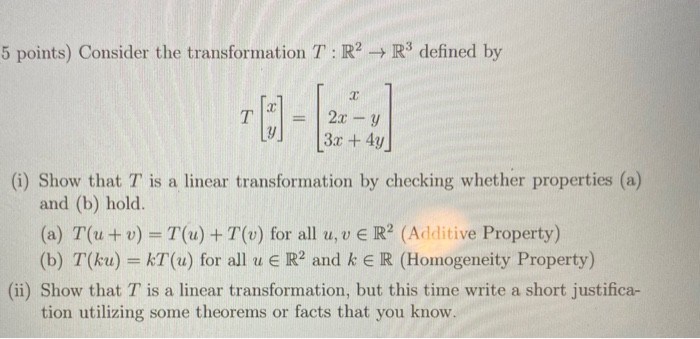 Solved 5 points) Consider the transformation T: R2 R3 | Chegg.com