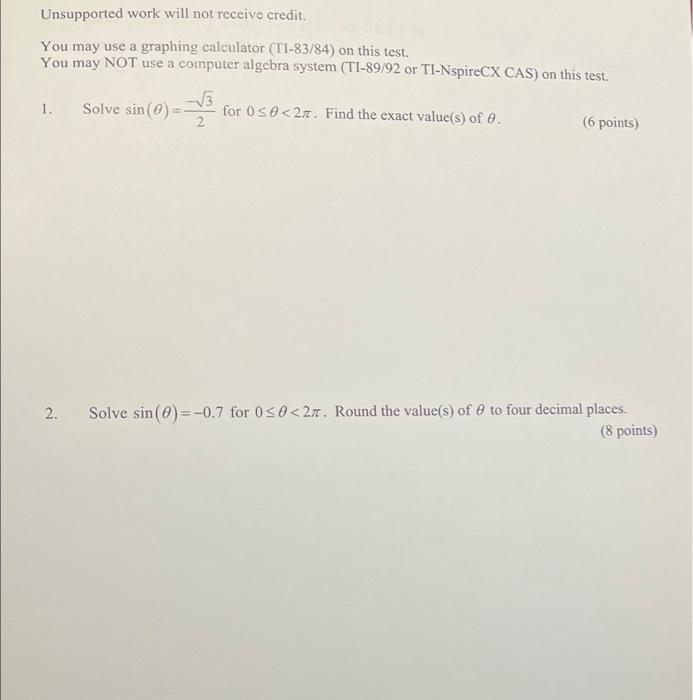 Solved Unsupported work will not receive credit. You may use | Chegg.com