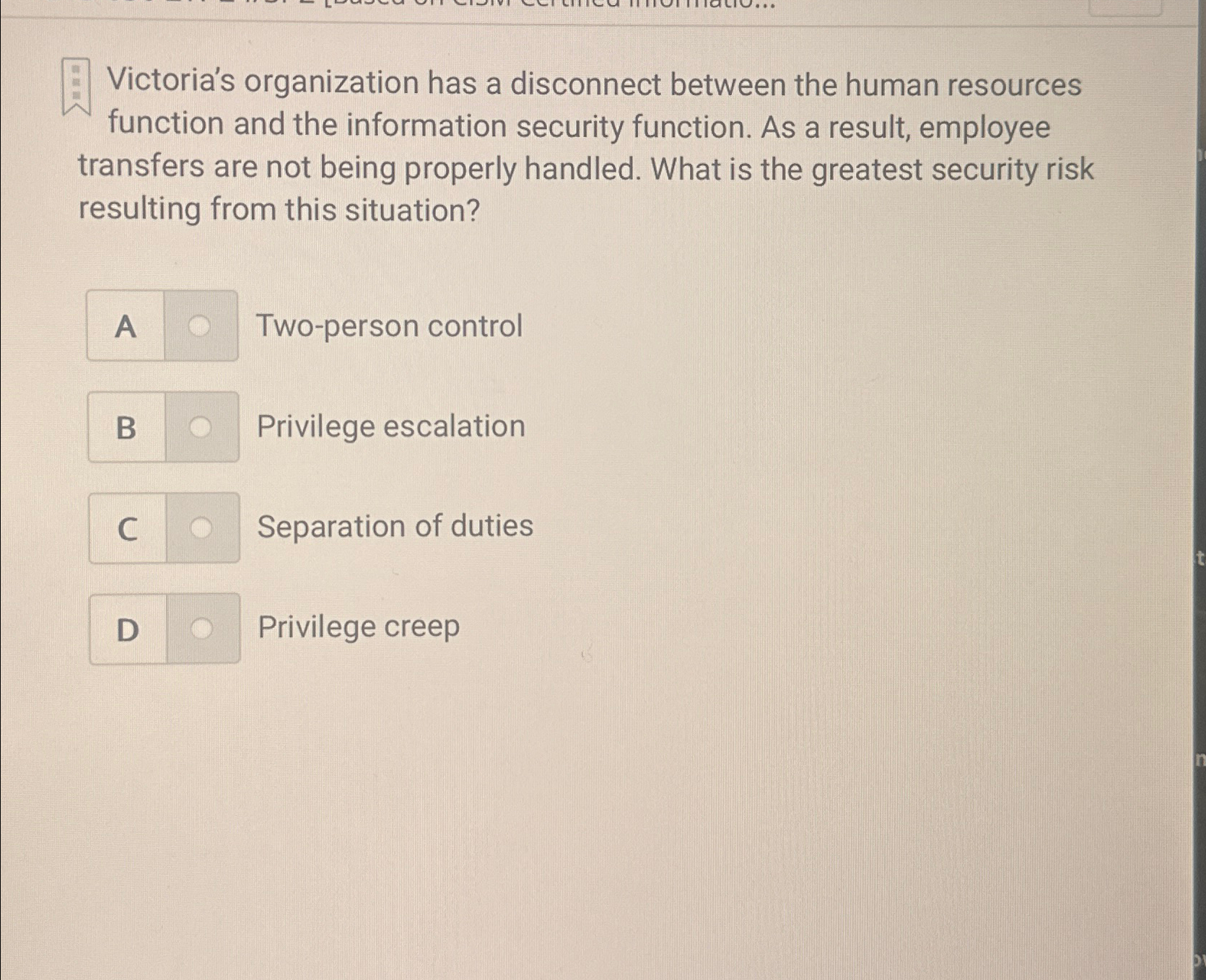 Solved Victoria's organization has a disconnect between the | Chegg.com