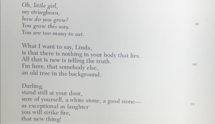 What is the theme in the poem "Little girl, My string | Chegg.com