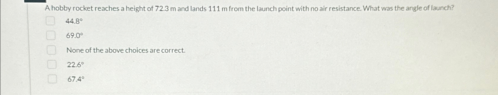 Solved A hobby rocket reaches a height of 72.3m and lands | Chegg.com