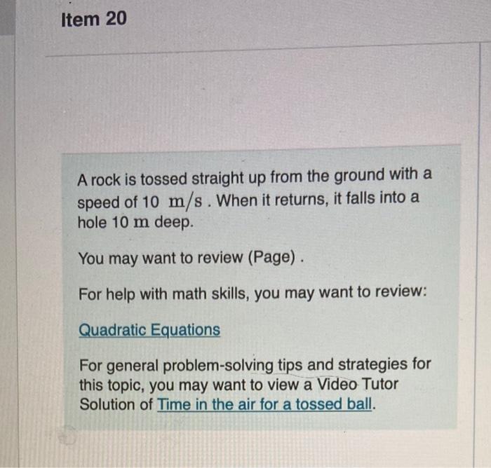 Solved A rock is tossed straight up from the ground with a | Chegg.com