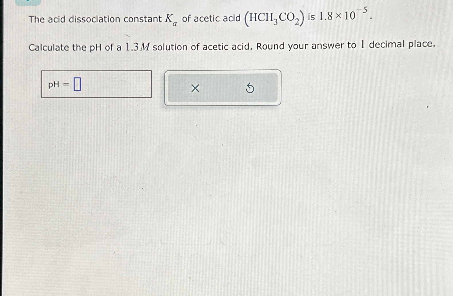 Solved The acid dissociation constant Ka ﻿of acetic acid | Chegg.com