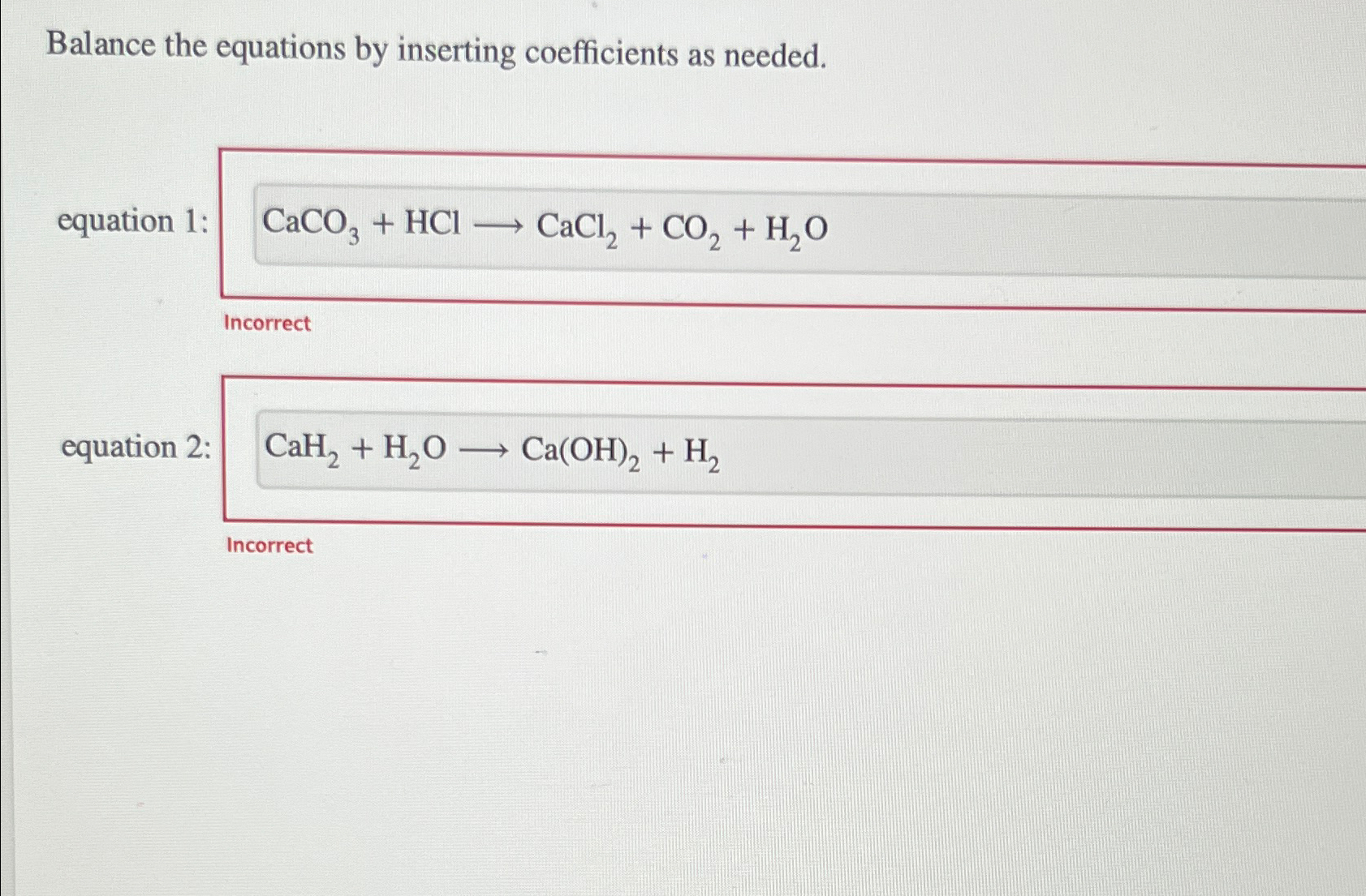 Solved Balance the equations by inserting coefficients as | Chegg.com