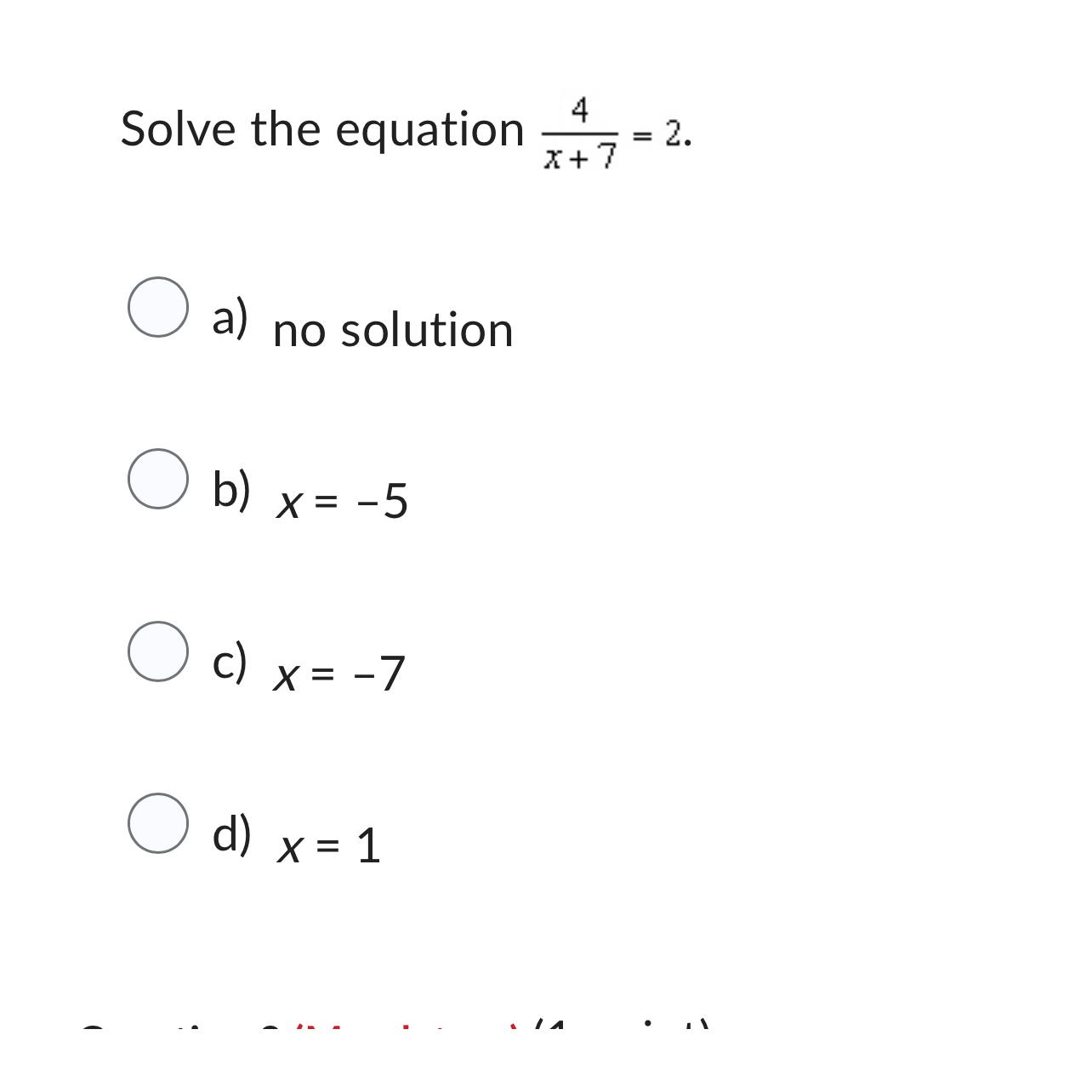 Solved Solve the equation 4x+7=2a) ﻿no | Chegg.com