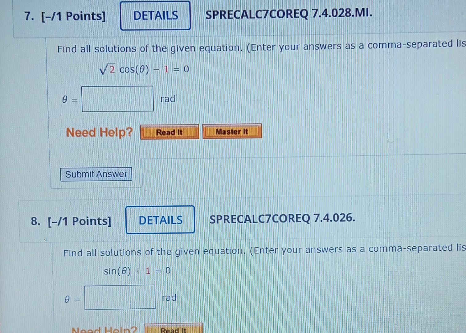 Find all solutions of the given equation. (Enter your | Chegg.com