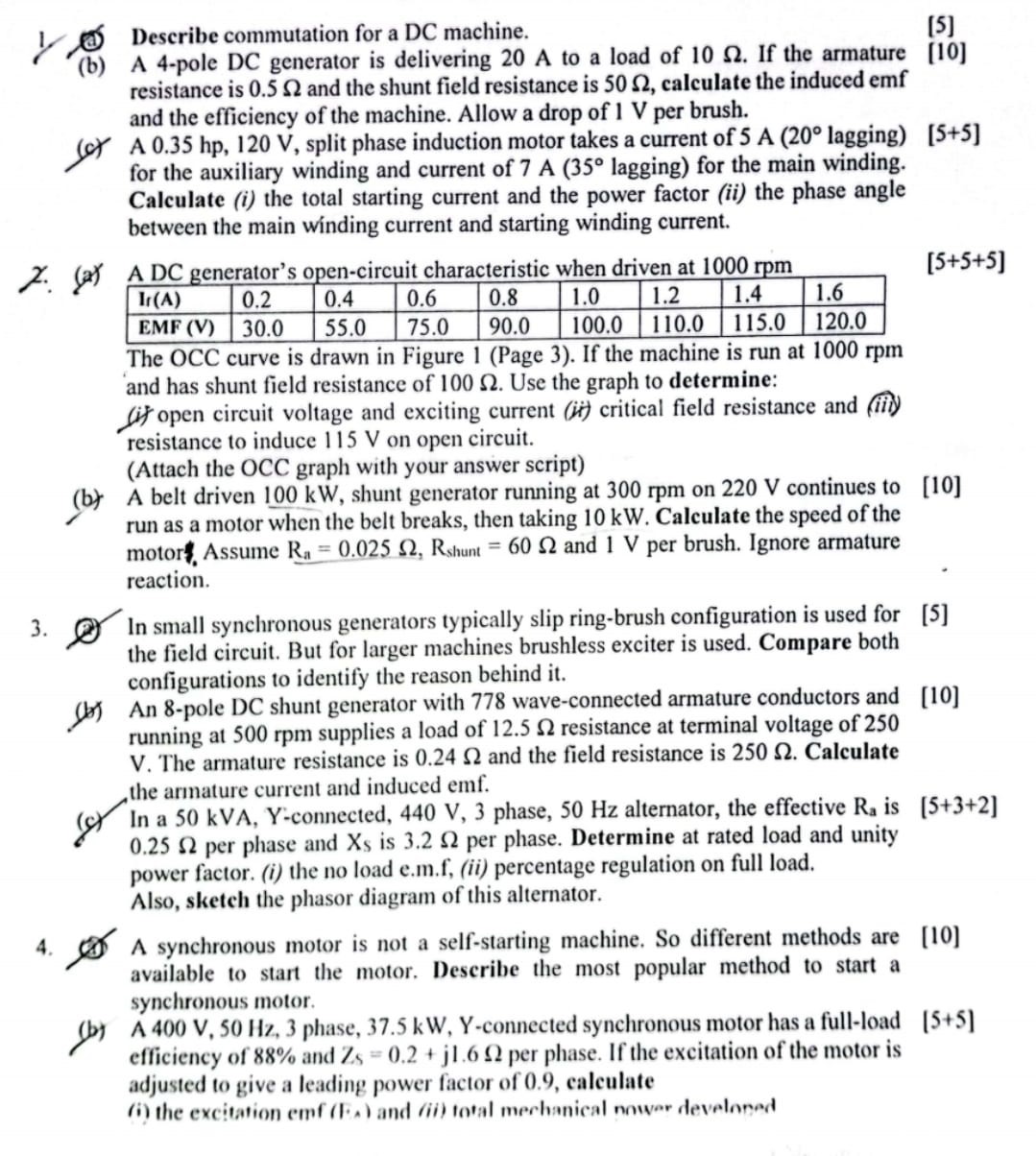 Solved (d) ﻿Describe commutation for a DC machine.(b) ﻿A | Chegg.com