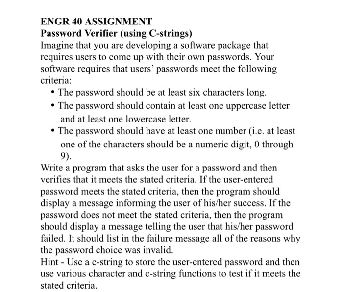 Solved Engr 40 Assignment Password Verifier Using 8283