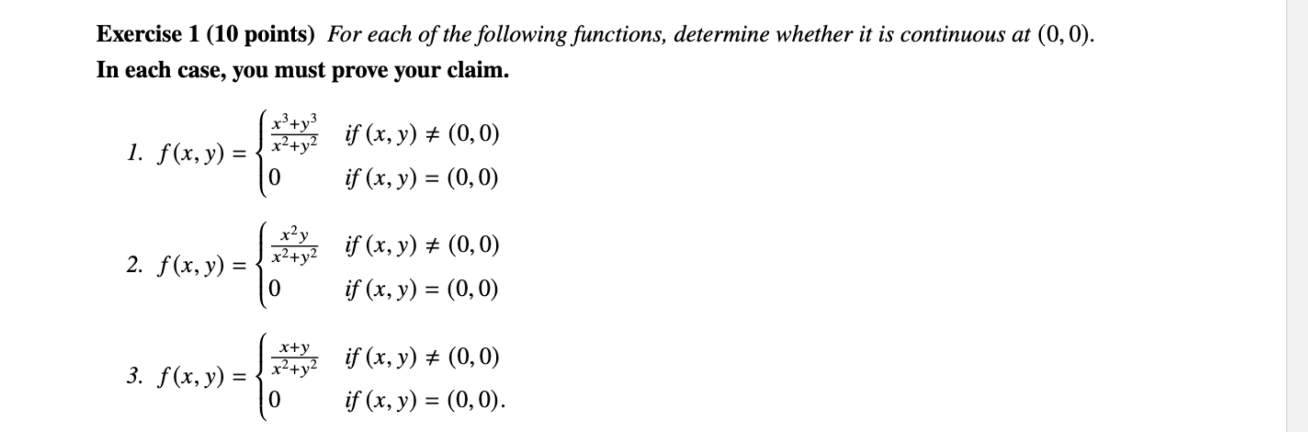 Solved Exercise 1 (10 ﻿points) ﻿For each of the following | Chegg.com