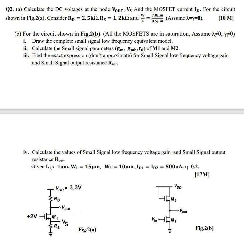 Solved Q2. (a) Calculate the DC voltages at the node VOUT | Chegg.com