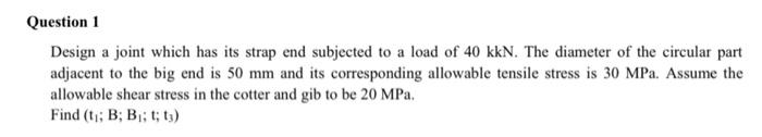 Solved Design a joint which has its strap end subjected to a | Chegg.com