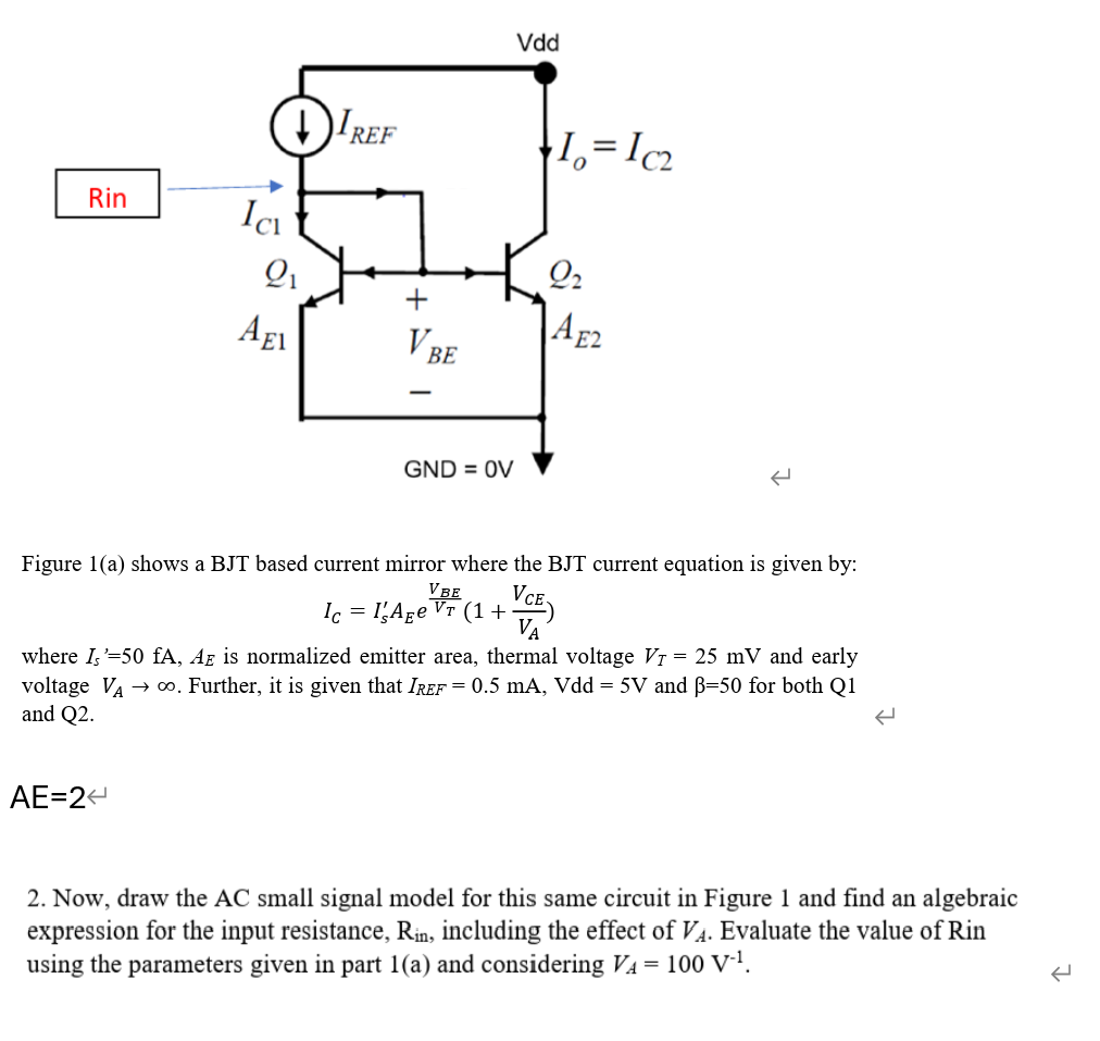Now, draw the AC small signal model for this same | Chegg.com
