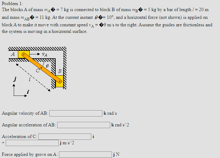 Solved Problem 1:The blocks A of mass mA⩾=7kg ﻿is connected | Chegg.com
