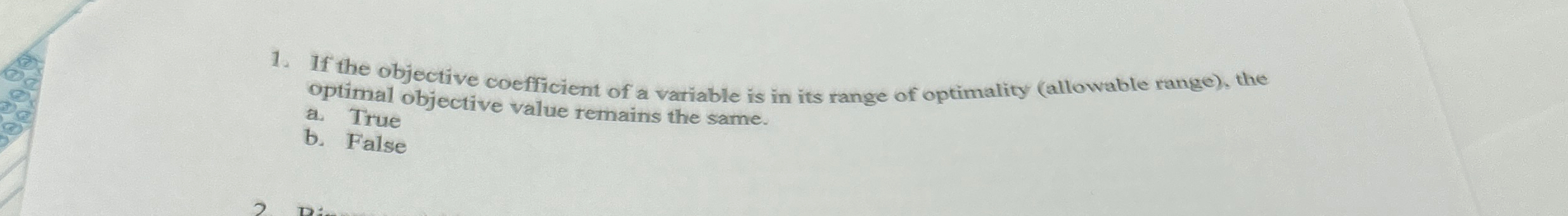 Solved If the objective coefficient of a variable is in its | Chegg.com