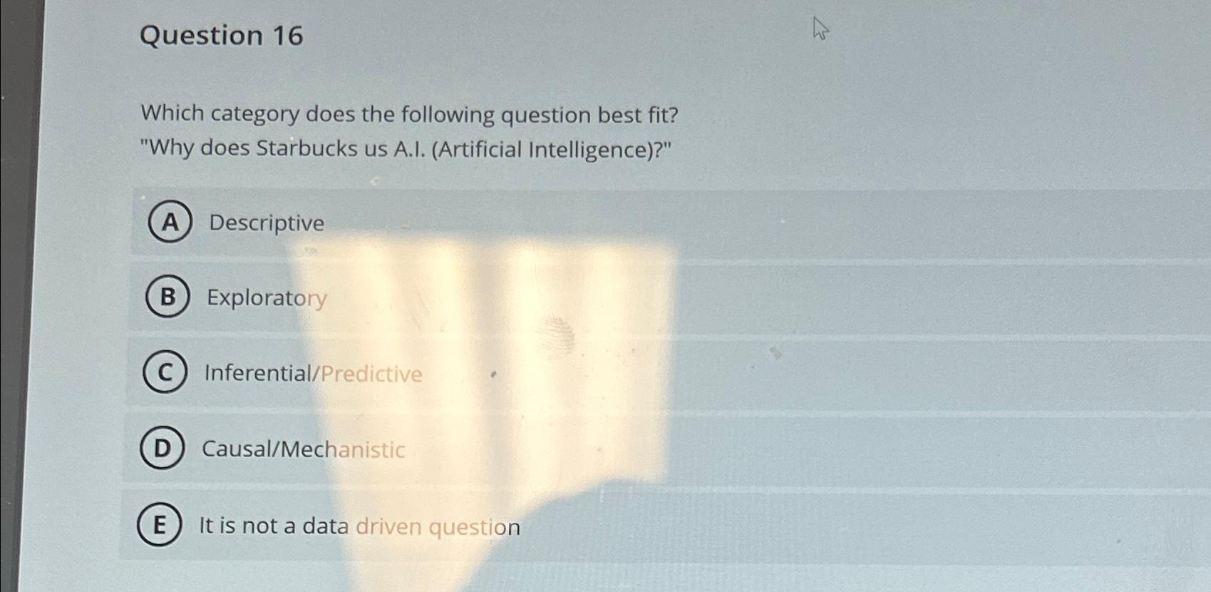 Solved Question 16Which category does the following question | Chegg.com