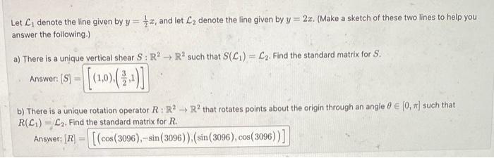 Solved Let L1 denote the line given by y=21x, and let L2 | Chegg.com