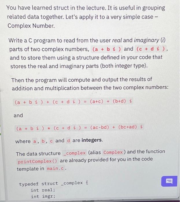 Solved You have learned struct in the lecture. It is useful | Chegg.com