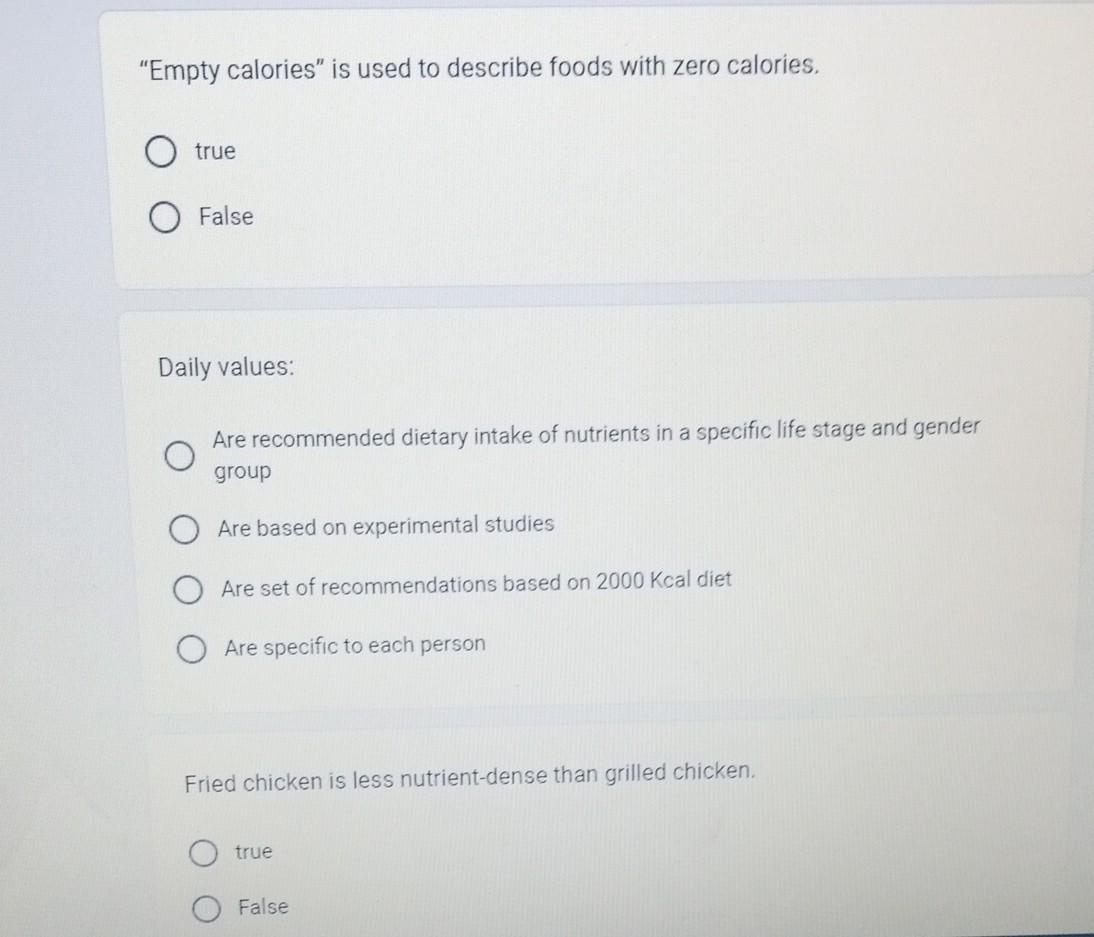 Solved "Empty calories" is used to describe foods with zero | Chegg.com