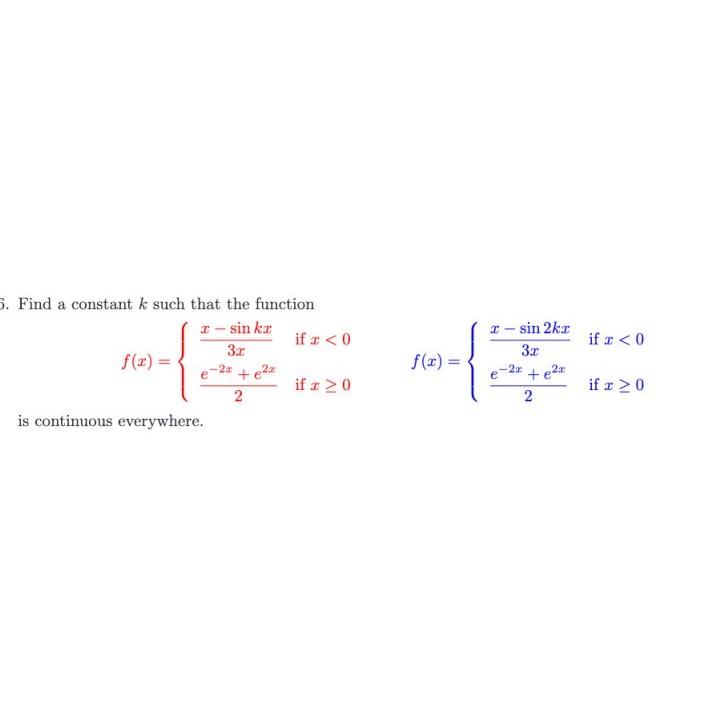Solved Find a constant k ﻿such that the functionis | Chegg.com