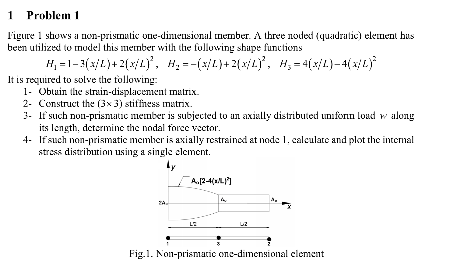 1 ﻿Problem 1Figure 1 ﻿shows a non-prismatic | Chegg.com