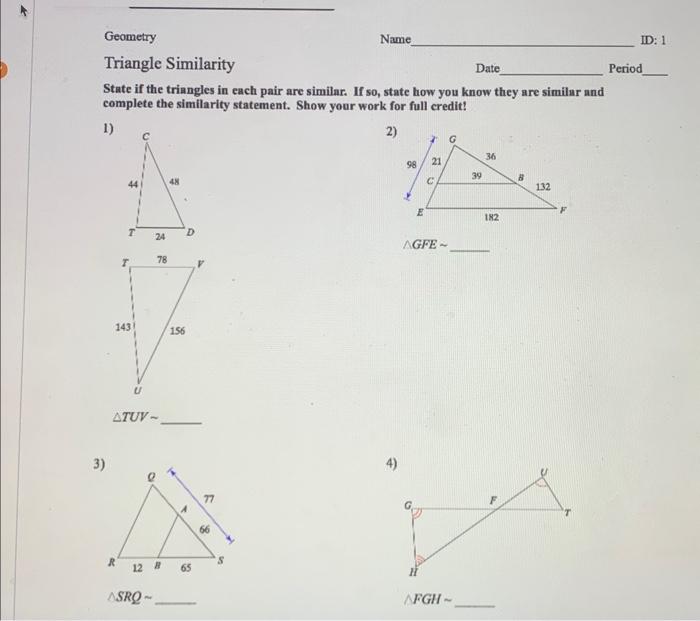 Solved State if the triangles in each pair are similar. If | Chegg.com