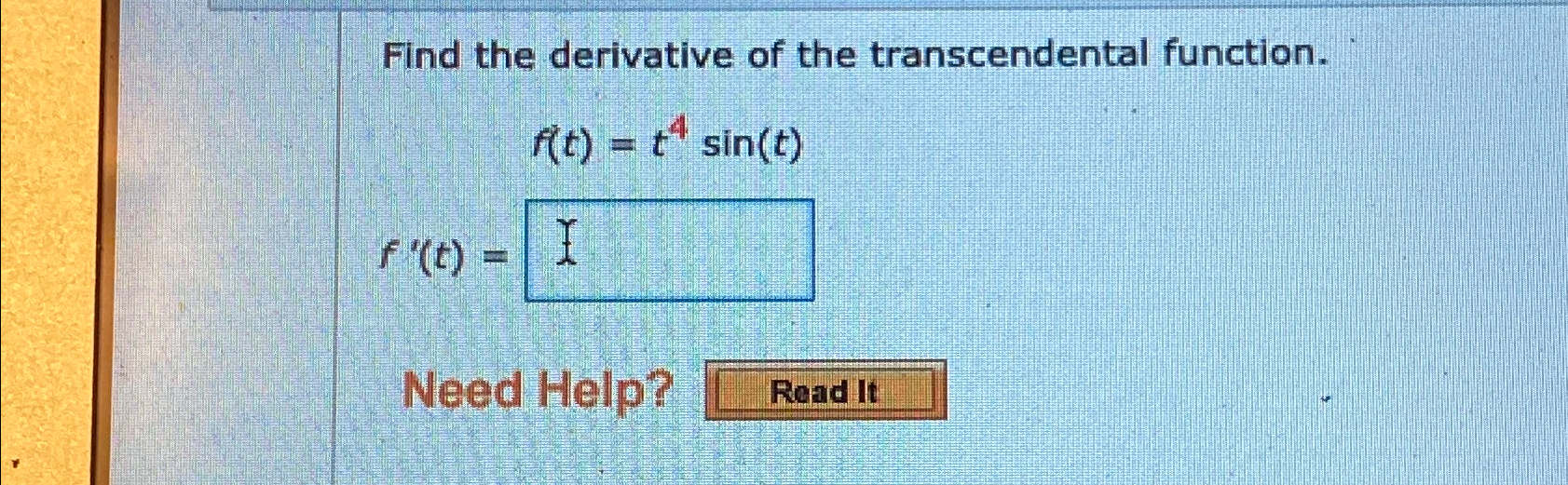 Solved Find the derivative of the transcendental | Chegg.com