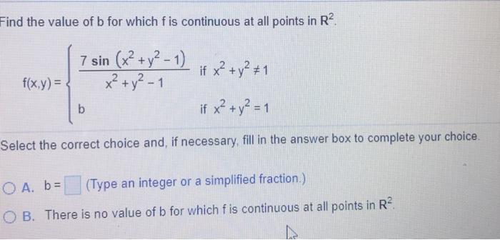 Solved Find the value of b for which fis continuous at all | Chegg.com