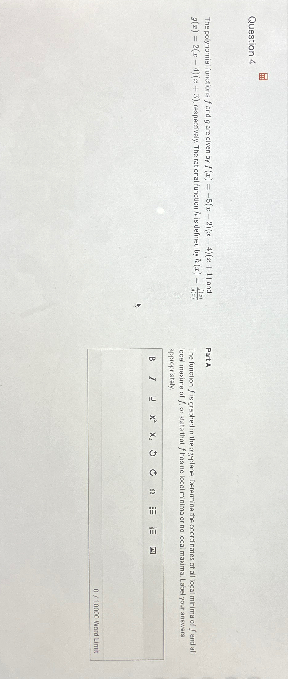 Solved Question 4The polynomial functions f ﻿and g ﻿are | Chegg.com