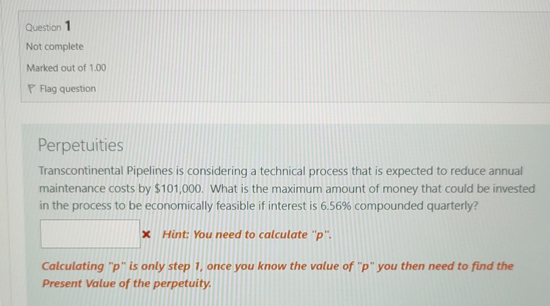 Solved Question 1 Not complete Marked out of 1.00 Flag | Chegg.com