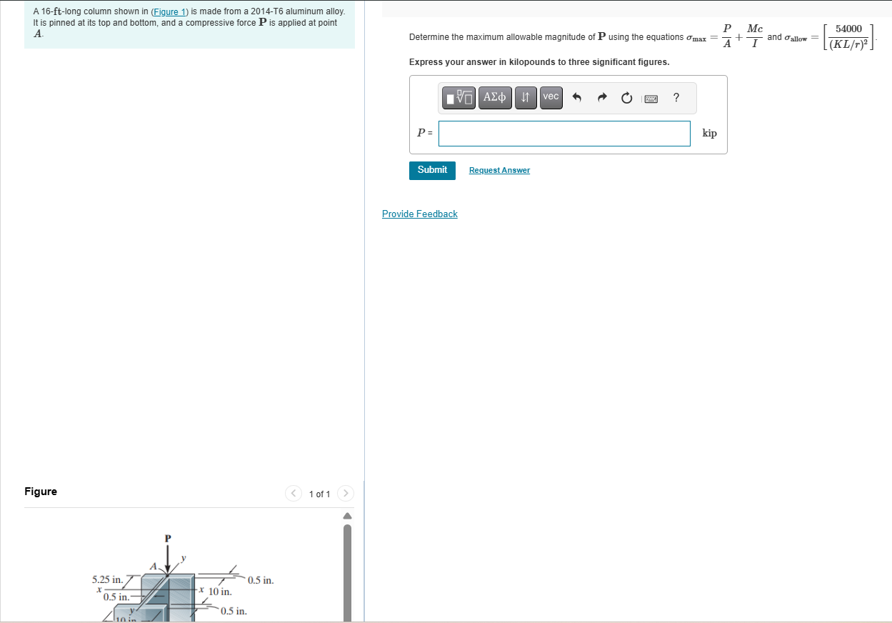 A 16 - ft -long column shown in (Figure 1) is ﻿made | Chegg.com