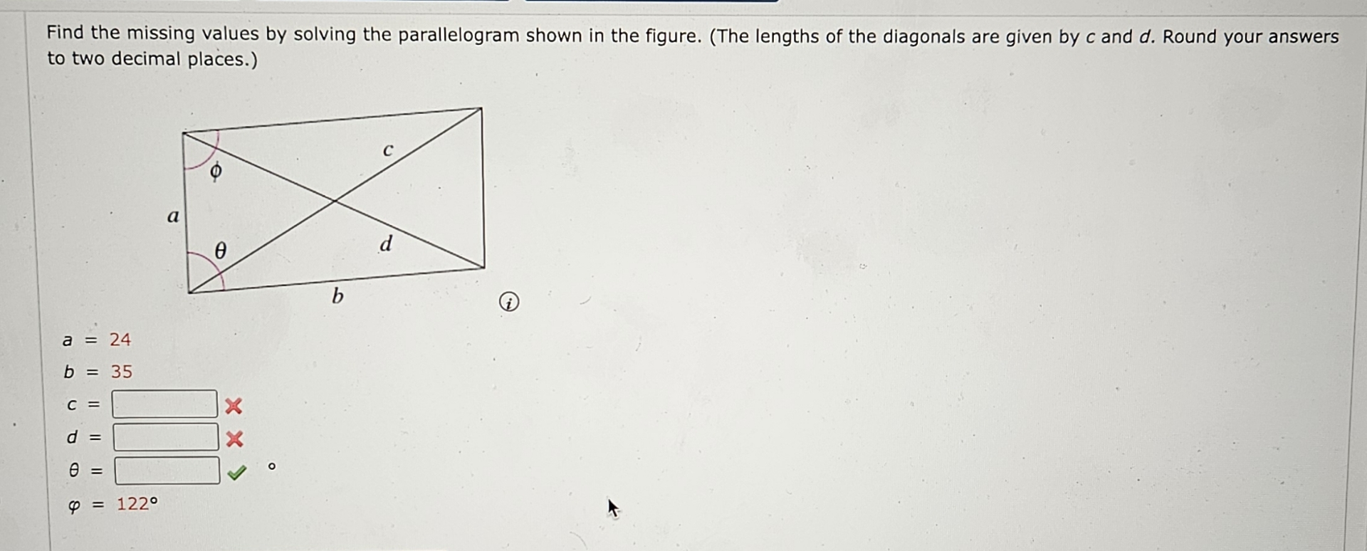 Solved Find the missing values by solving the parallelogram | Chegg.com