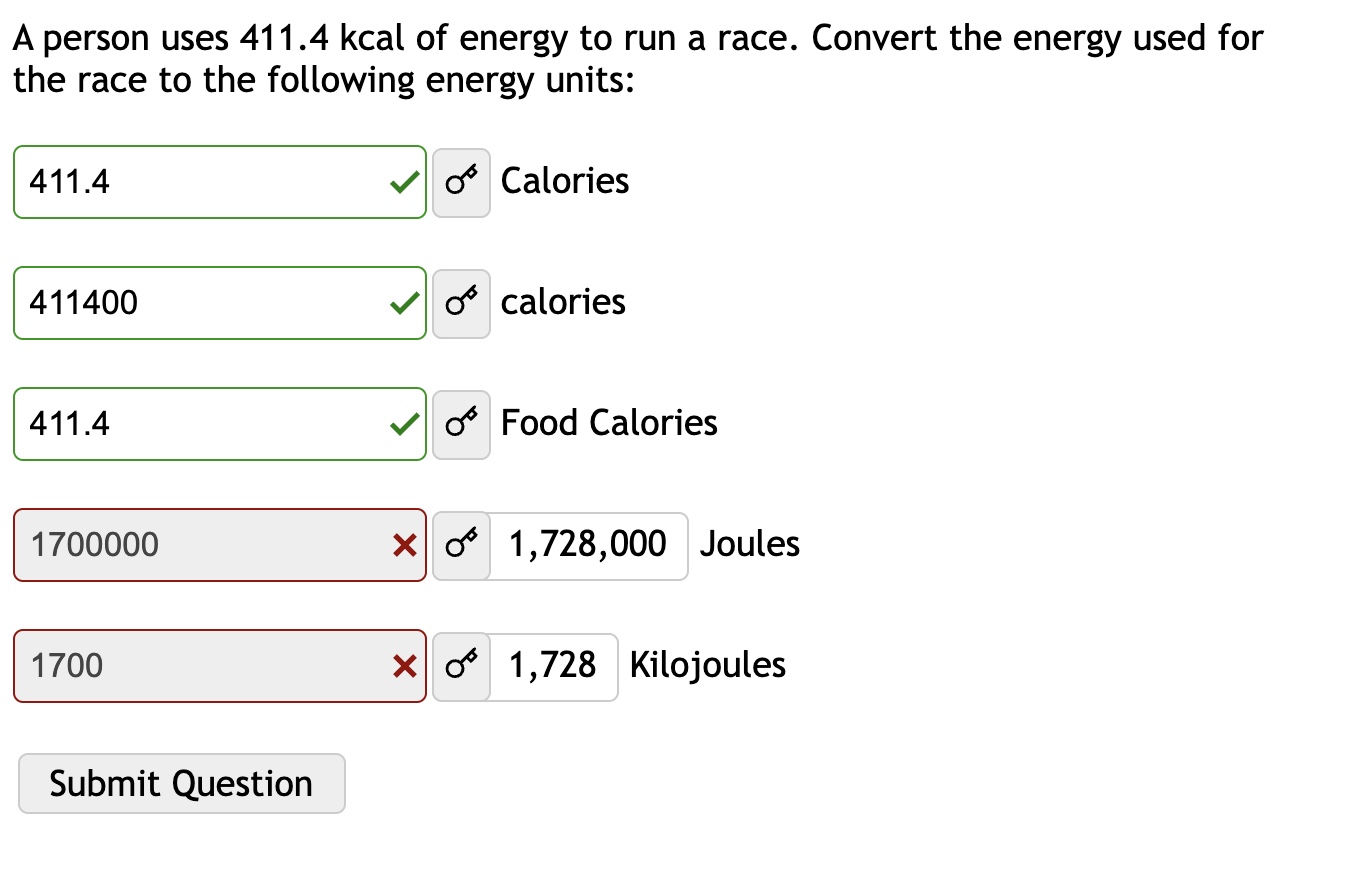 A person uses 411.4kcal of energy to run a race. | Chegg.com