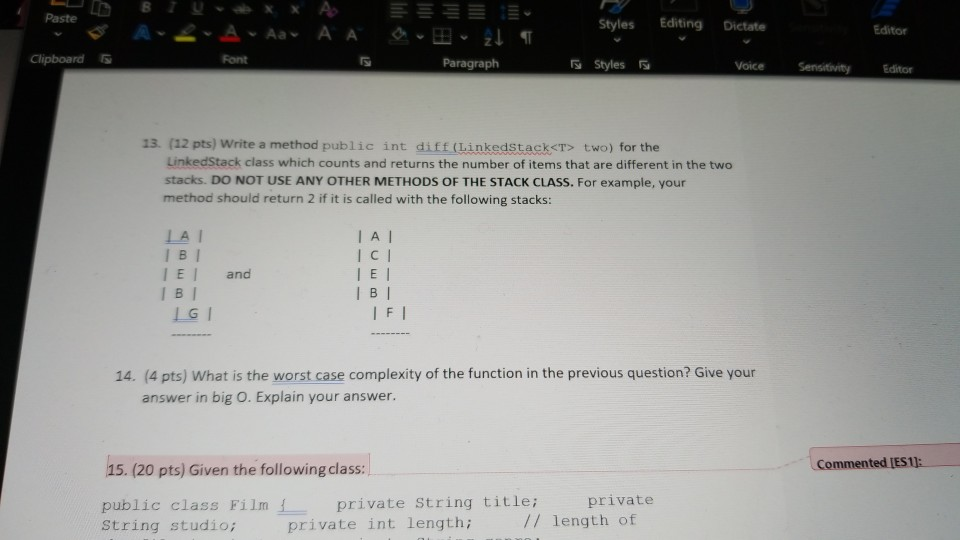 Paste BT A-3A - Aa A A Styles Editing Dictate Editor | Chegg.com