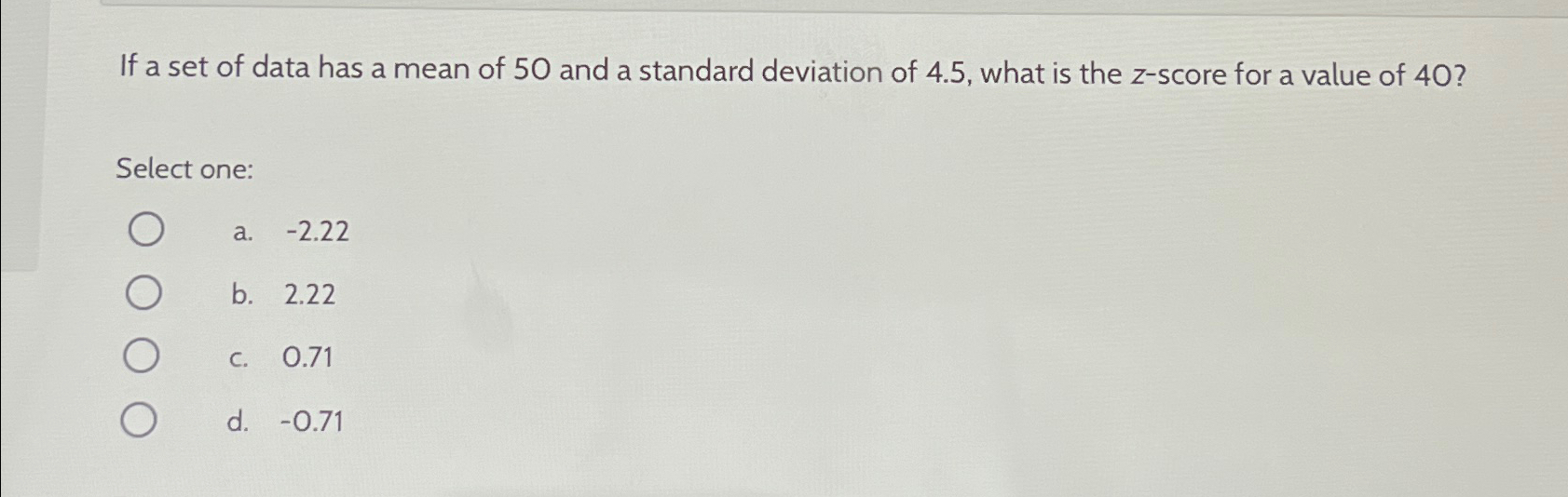 Solved If a set of data has a mean of 50 ﻿and a standard | Chegg.com