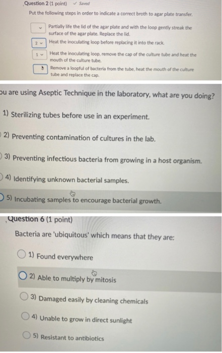 Solved Question 2 (1 point) Suved Put the following steps in | Chegg.com