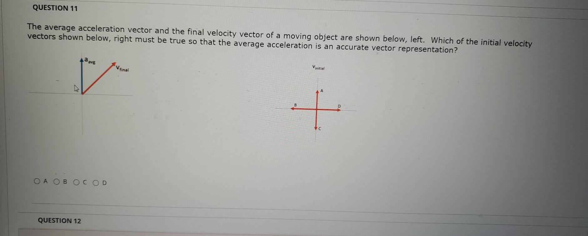 Solved QUESTION 11 The average acceleration vector and the | Chegg.com