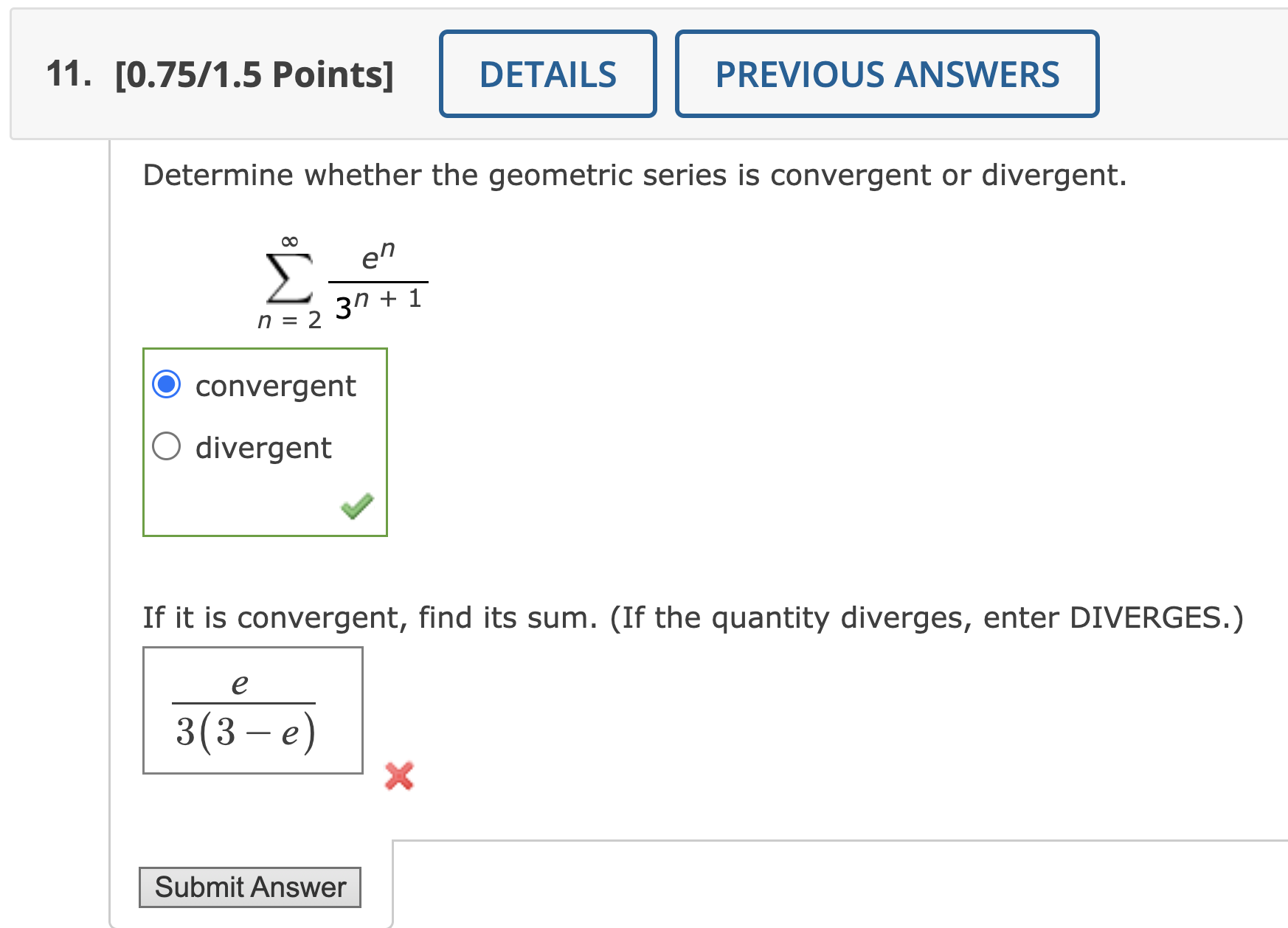 Solved Determine whether the geometric series is convergent | Chegg.com