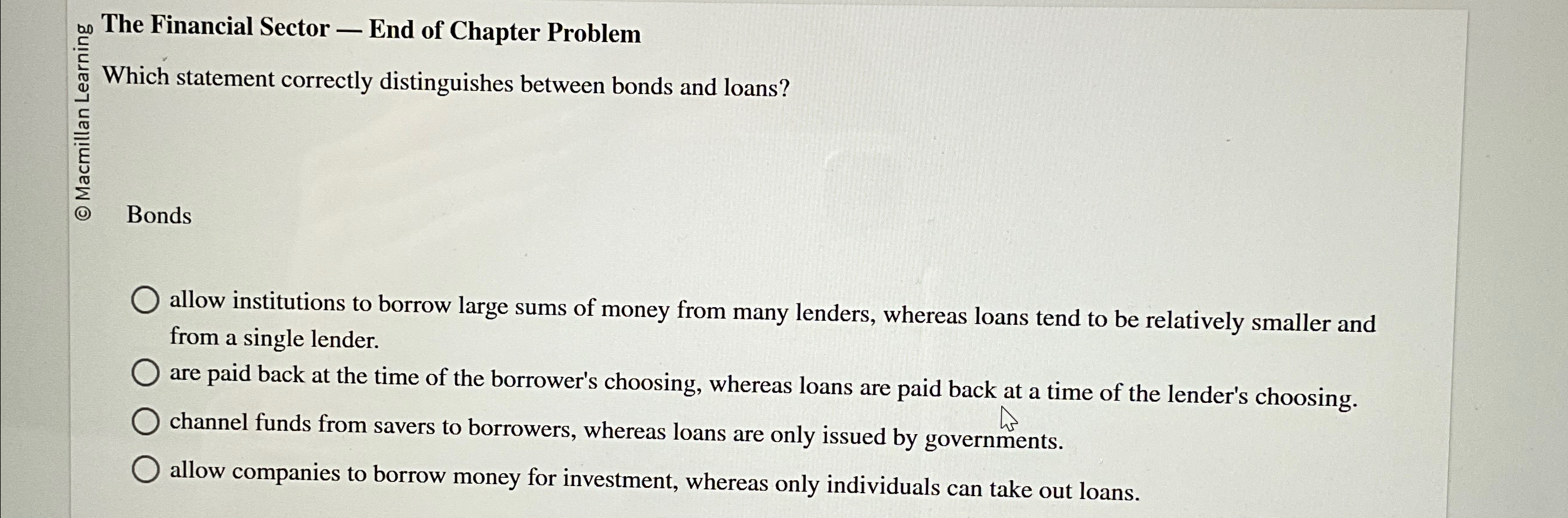 Solved bo The Financial Sector - ﻿End of Chapter | Chegg.com