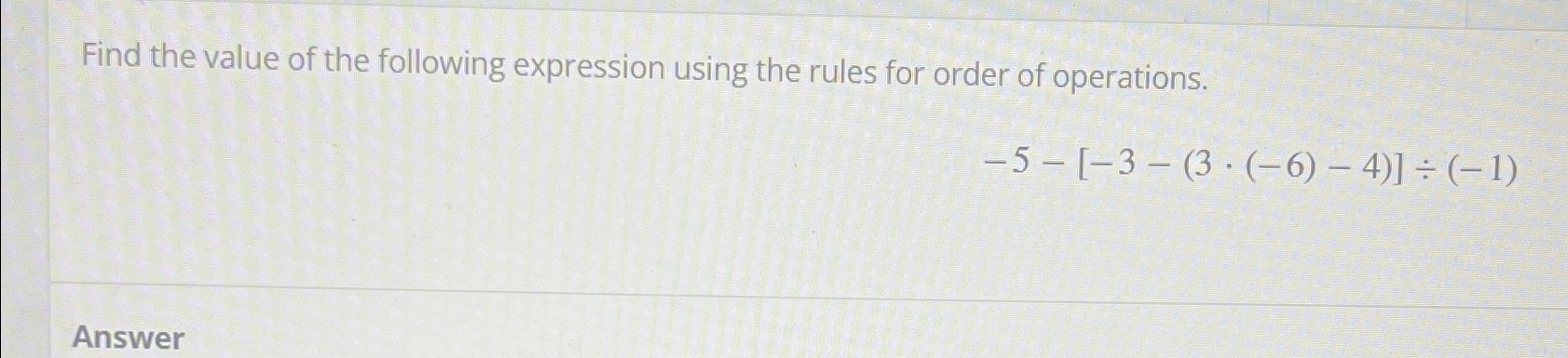 Solved Find the value of the following expression using the | Chegg.com
