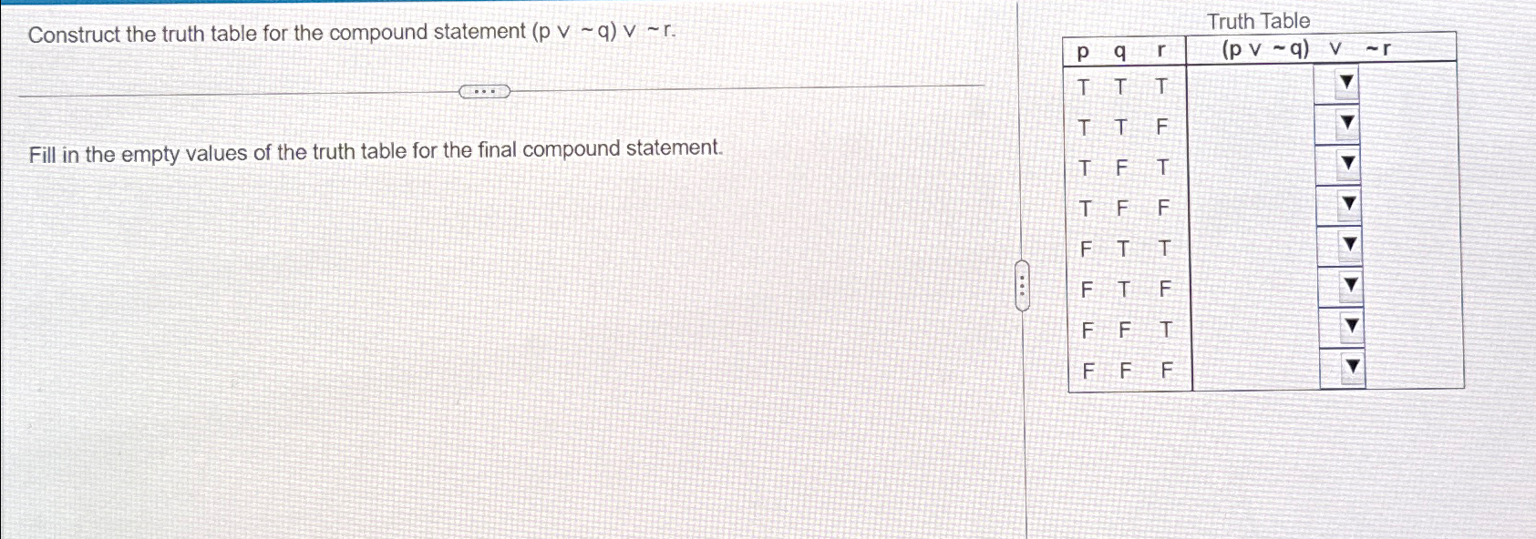 Solved Construct the truth table for the compound statement | Chegg.com