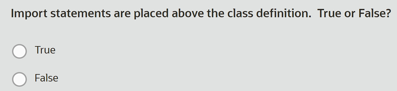 Solved Import statements are placed above the class | Chegg.com