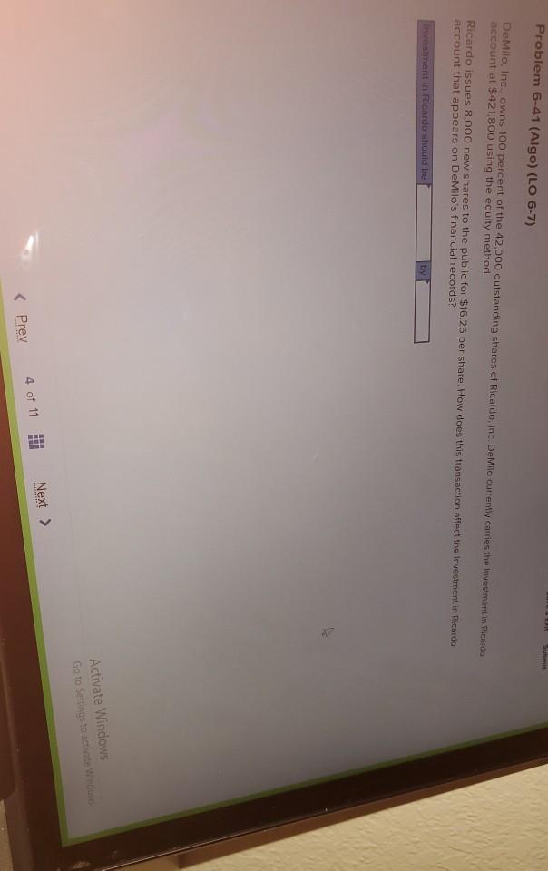 Solved Problem 6-41 (Algo) (LO 6-7) DeMilo, Inc., owns 100 | Chegg.com