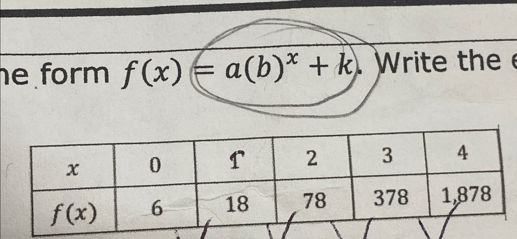 he form f(x)=a(b)x+k. ﻿Write | Chegg.com