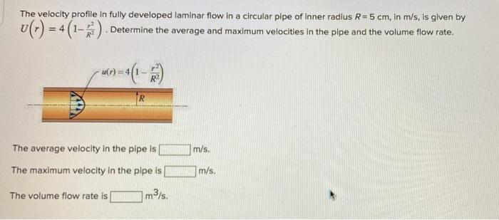 Solved The velocity profile in fully developed laminar flow | Chegg.com